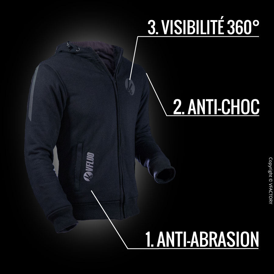 Veste moto noire kevlar avec capuche : protection et style pour l'été ...